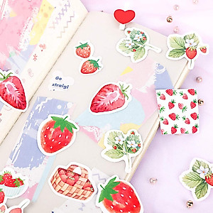 Y-QUARTER Handmade Sticker DIY Gift Packaging,45pcs/Box Strawberry Stationery Stickers Sealing Label Travel Sticker for Halloween Christmas Wedding Decor