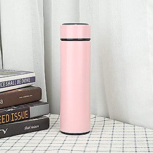 Thermos Cup 500ml Stainless Steel LED Vacuum Cup, Insulated Water Bottle with Temperature Measurement Coffee Tumbler, Excellent anti leakage design, rust proof, durable ( Pink)