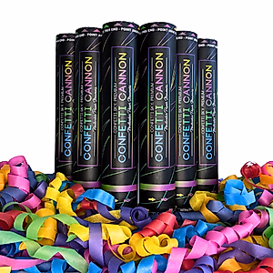 Confetti Sky [6 Pack] 12 Inch Streamer Cannons | Multicolor Streamers Cannons for Wedding Celebration, Birthday Party, Pranks, Graduation, Christmas Eve and New Year Celebrations (Multicolor)