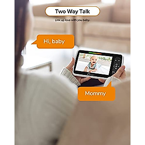 Baby Monitor – 5” Large Display Video Baby Monitor with Remote Pan-Tilt-Zoom |Infrared Night Vision, Temperature Display, Lullaby, Two Way Audio |960ft Range Baby Monitor with Camera and Audio