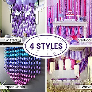 PartyWoo Purple Green Gold Balloons 50 pcs and Crepe Paper Streamers Purple 4 Rolls