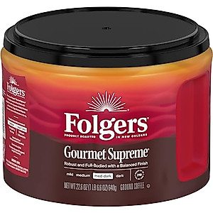 Folgers Gourmet Supreme Medium Dark Roast Ground Coffee, 22.6 Ounces (Pack of 6)