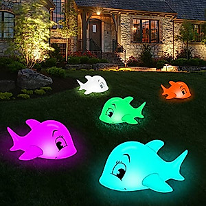Floating Pool Lights,Inflatable Dolphins Swimming Pool Lights That Float,IP68 Waterproof Solar Powered Floating Lights Glow in The Dark,Outdoor Pool Floats Lights for Pond,Garden,Backyard,Lawn 2-Pack
