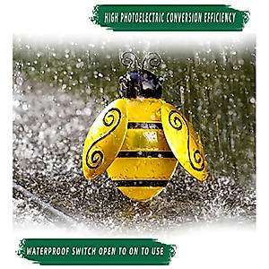 RAVTEK Solar Bee Lights, Smart Lighting Fairy Lights Outdoor with Switch, Waterproof Solar Decor Lights for Patio Garden Yard Bedroom (Yellow)