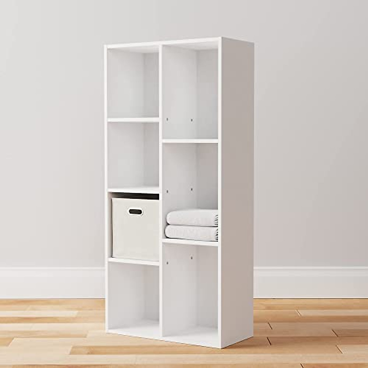 Amazon Basics 7-Cube Organizer Bookcase, White