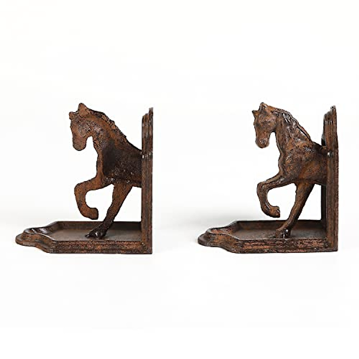 Jemeni 2 Pack Farmhouse Galloping Horse Bookends, Rusty Finish