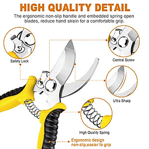 2 Packs Pruning Shears, Garden Shears, Garden Scissors, Garden Pruners Stainless Steel Pruning Shears for Gardening, Garden Clippers, Gardening Tools Scissors with Storage Bag