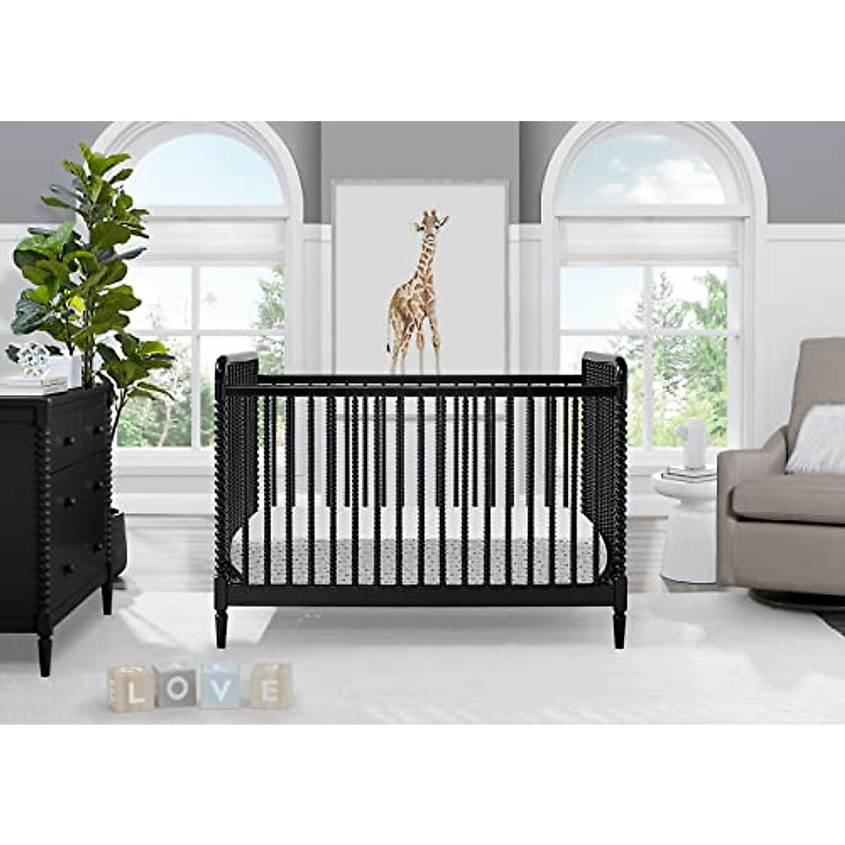 Delta Children Saint 4-in-1 Convertible Crib, Includes Conversion Rails, Greenguard Gold Certified, Black