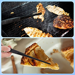 CATTOMBEEG Long Tweezers 12 Inch – Cooking Tweezers Black Stainless Steel Kitchen Tweezers Tongs For Cooking, BBQ Cooking Tongs, Pet Feeding, Repairing, Arts And Crafts - Pack of 2