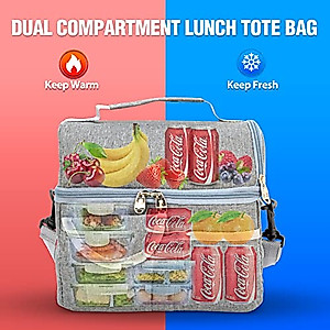 MOSTCOS Cooler Lunch Bag Insulated Reusable Lunch Box for Women/Men, Cute Lunch Box with Adjustable Shoulder Strap, Zippered Outer Pockets, Freezer Lunch Bags for Office Work Beach, Lunch Bag Adult