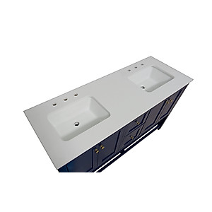 Kitchen Bath Collection Lakeshore 60-inch Double Bathroom Vanity (Engineered White/Royal Blue): Includes Royal Blue Cabinet with Engineered White Countertop and White Ceramic Sinks