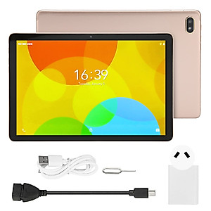 Honio 4G LTE Tablet, AU Plug 100-240V 10.1 Inch Tablet 2.4G 5G WiFi 8GB 128GB 11.0 (Gold)