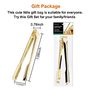 WAFJAMF Ice Tongs for Ice Bucket,7 Inch Serving Tongs,Bar Tongs,304 Stainless Steel,-Gold Plated-for Bar Kitchen Restaurant…