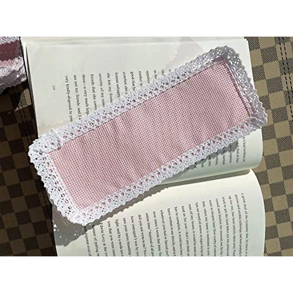 12pcs of 30x100 aida, 8.5x19cm in Size, Pink 14count Cotton aida Cloth Bookmarks to Cross Stitch