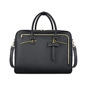 17.3 Inch Laptop Briefcase, Large Convertible Briefcase Backpack for Women, Waterproof PU Leather Women Laptop Bag for Work, 3 in 1 Shoulder Bags Computer Messenger Bag Gift for Business Women, Black