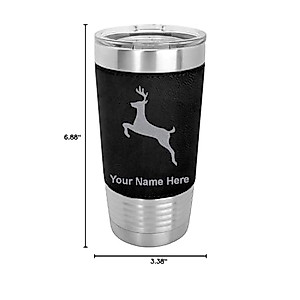 LaserGram 20oz Vacuum Insulated Tumbler Mug, Deer, Personalized Engraving Included (Faux Leather, Black)