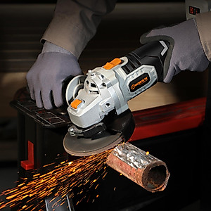 WORKSITE 20V Angle Grinder Cordless 4-1/2" Brushless Motor Angle Grinder Tool with 4.0 Ah Battery, 1-Hour Fast Charger and Adjustable Handle for Polishing, Grinding & Cutting
