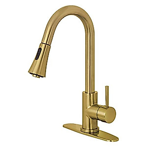 Kingston Brass Gourmetier LS8723DL Concord Single-Handle Pull-Down Kitchen Faucet, Brushed Brass