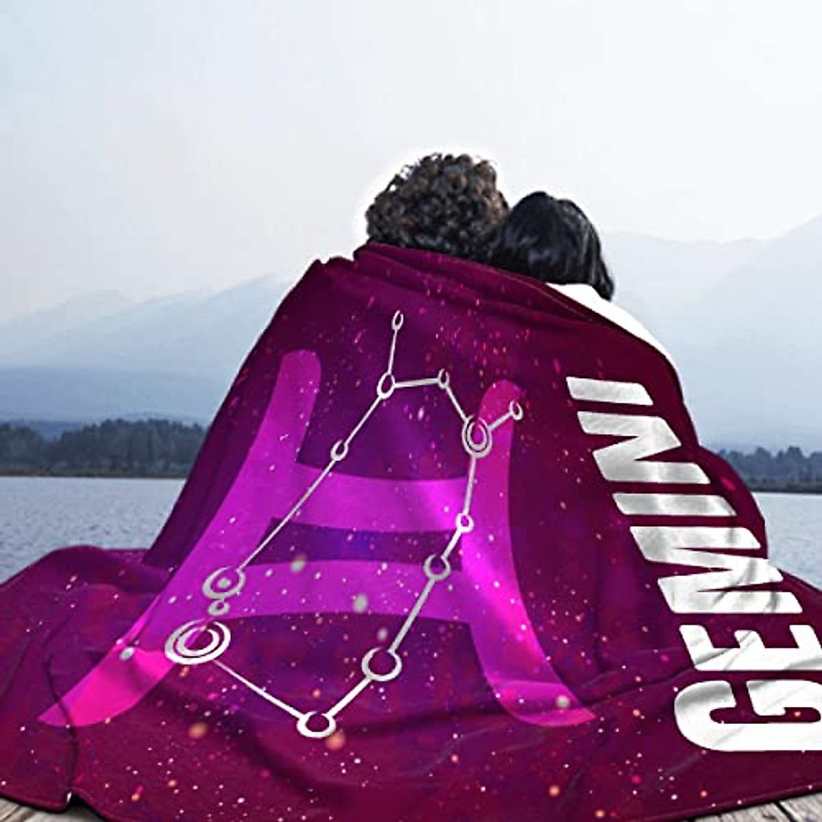 AUSMART Constellation Zodiac Gemini Throw Blanket Flannel Microfiber Luxury Warm Soft Cozy Blanket for Couch, Car, Bed Sofa Dorm Water Beds Gift X-Small 40x30In ( Toddler ) Pet