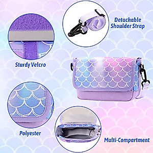 Choco Mocha Girls Crossbody Purse for Kids, Girls Messenger Bag for Little Girls Unicorn Mermaid Purse, Christmas Gift for Kids Girls, Navy