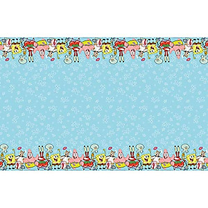 SpongeBob Squarepants Birthday Party Supplies Decoration Bundle Pack includes 1 Jointed Banner, 1 Table Cover, 1 Esave Dinosasur Sticker Sheet