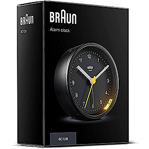 Braun Classic Mixed Black Analogue Alarm Clock Home Gift Bundle with Snooze and Light, Quiet Quartz Movement, Crescendo Beep Alarm in Black, Model BC12B, BC02XB (2 Pack)
