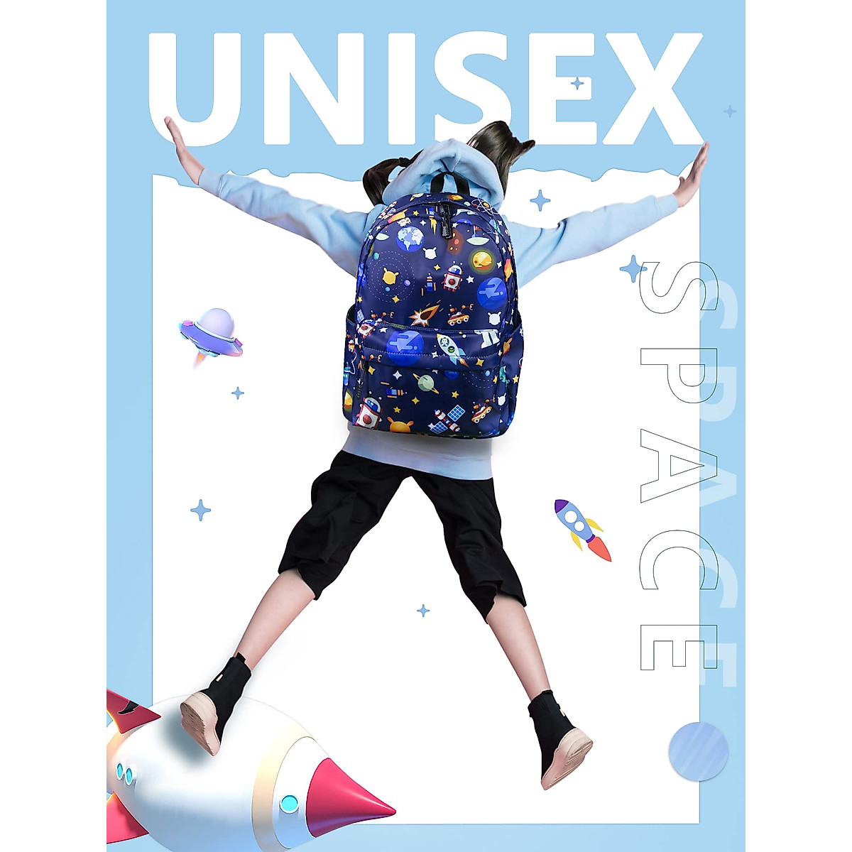 Tpeohan Blue Boys Backpacks for Elementary School Backpack for Boys 8-12 Middle School Space