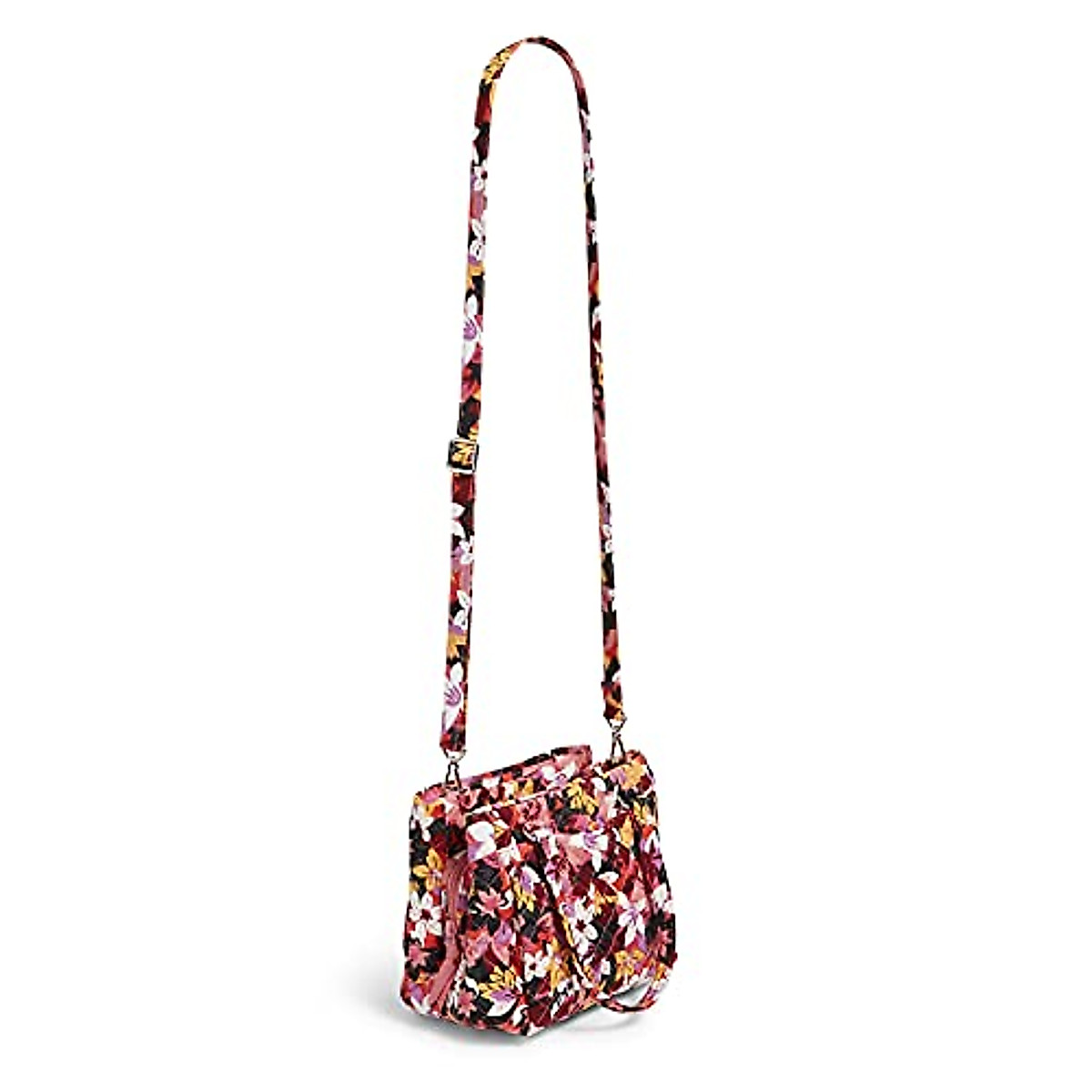 Vera Bradley Women's Cotton Mini Multi-compartment Crossbody Purse, Rosa Floral - Recycled Cotton, One Size