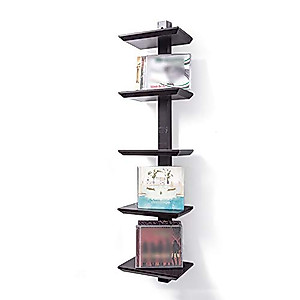 PIBM Stylish Simplicity Shelf Wall Mounted Floating Rack Wooden Solid Wood Storage Shelves Books Collection Display,3 Colors Avaliable,3 Layers / 4 Layers / 5 Layers, Black , 3piece Set