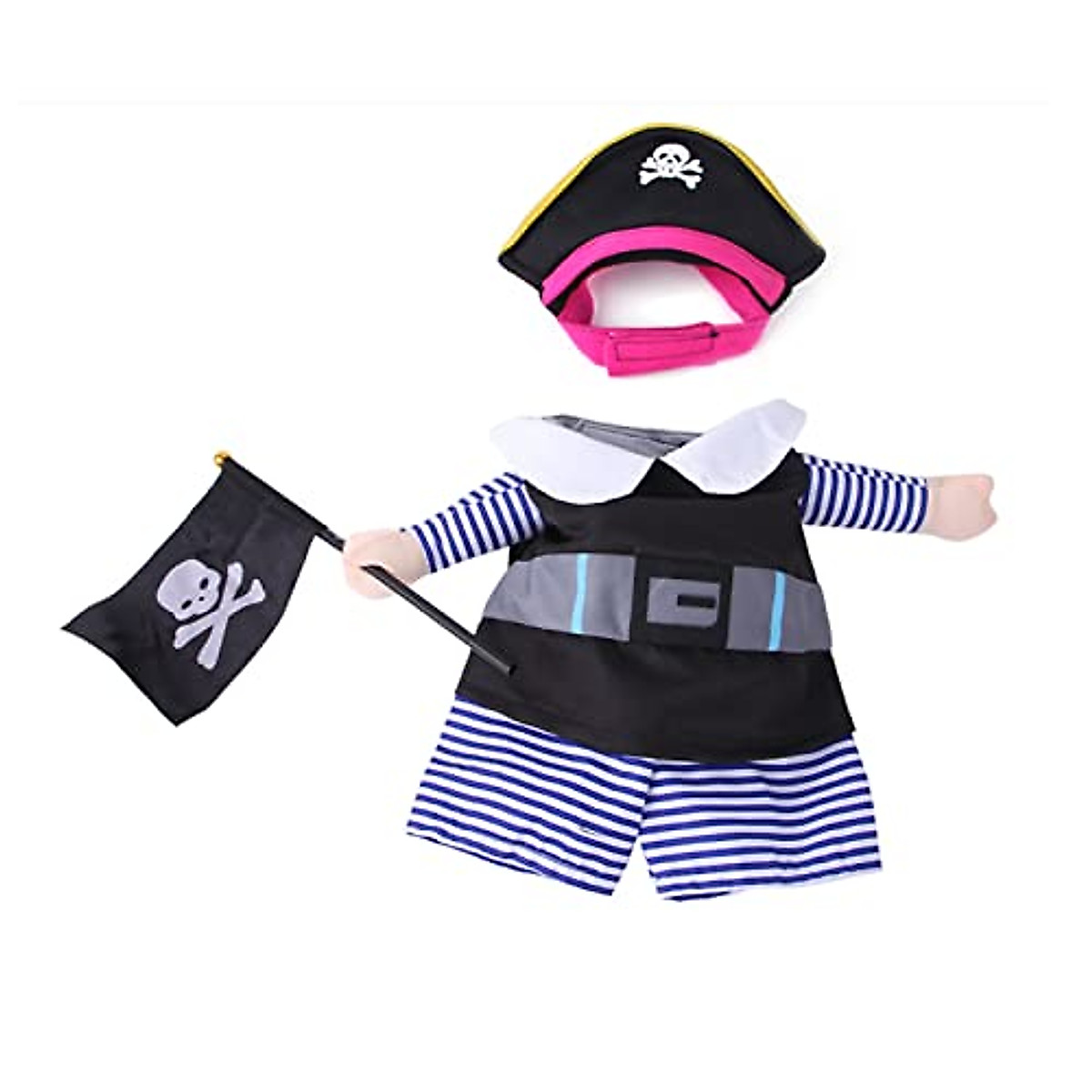 Pet Dog Costume Pirates, Dog Cat Halloween Caribbean Style Corsair Dressing up Cosplay Party Costume Suit Halloween Party Apparel Clothing with a Hat (L)
