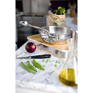 Mauviel M'Cook 5-Ply Polished Stainless Steel Splayed Curved Saute Pan With Cast Stainless Steel Handle, 3.4-qt, Made In France