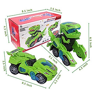 huwairen Toys for 3-6 Year Old Boys Transforming Car Toys with LED Light and Music Dinosaur Toy Birthday Gifts for 4 5 6 7 Year Old Boy (Green)