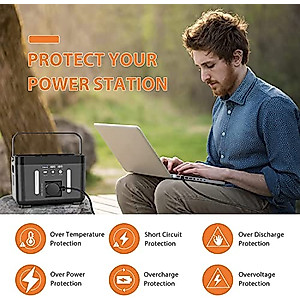 DBPOWER Portable Power Station, Peak 350W Backup Lithium Battery 250Wh 110V Pure Sine Wave AC Outlet Solar Generator Supply(Solar Panel Not Included) for Emergency Outdoor Camping Fishing Hunting CPAP
