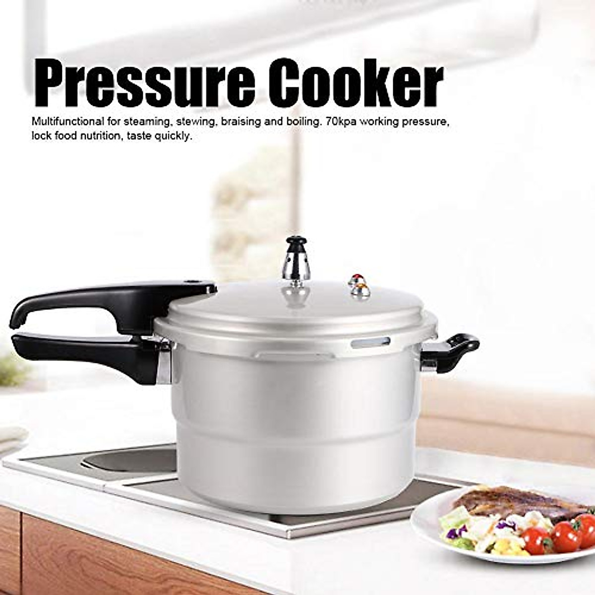 Pressure Cooker, 70Kpa Aluminum Cooking Pot Multifunctional Household Pressure With Steaming Layer Kitchen Cooker Cooking Utensil For Beans Meat Vegetables Soups20Cm