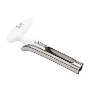 Rae Dunn Stainless Steel Corer - Easily Removes Cores and Pits from Apples, Pears, Peppers, Pineapples, and More, White