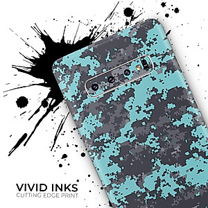 DesignSkinz Turquoise and Gray Digital Camouflage Protective Vinyl Decal Wrap Skin Cover Compatible with The Samsung Galaxy S20 (Screen Trim & Back Glass Skin)