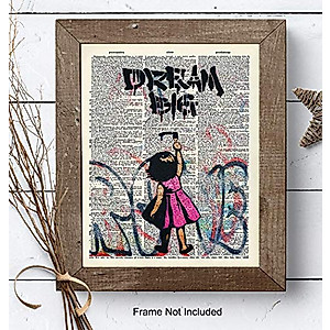 Motivational Graffiti Dictionary Art for Room Decorations, Home, Apartment or Office Decor - Upcycled Wall Art Poster Print Photo - Unique Modern Street Art and Gift for Women Entrepreneurs