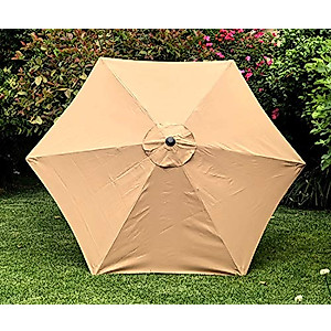 BELLRINO DECOR 7.5 ft 6 Ribs Replacement STRONG & THICK Patio Umbrella Canopy Cover (Canopy Only) - SAND