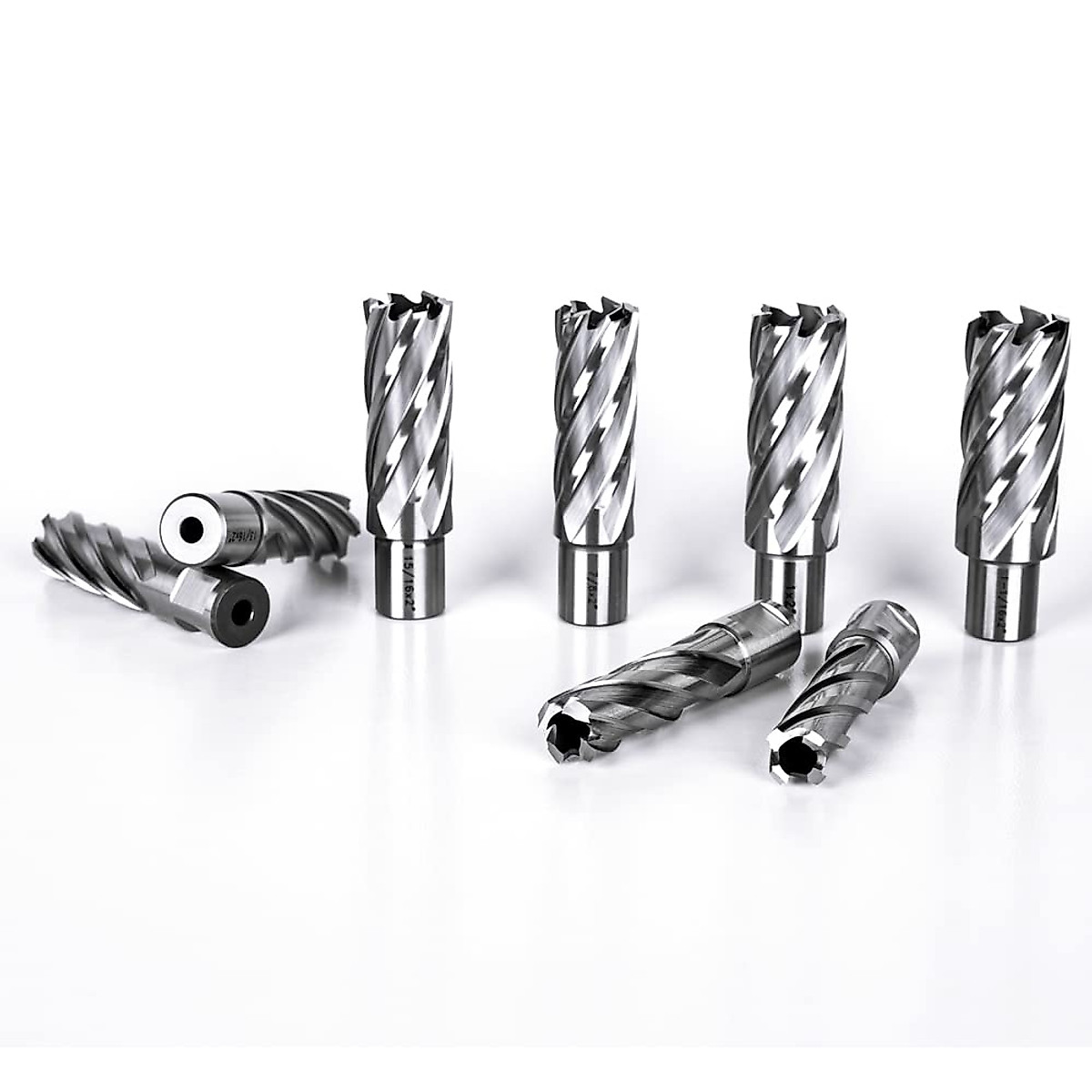 OSCARBIDE Annular Cutter Set 13pieces,2"Cutting Depth,3/4"Weldon Shank and 7/16 to 1-1/16 inch Cutting Diameter Mag Drill Bits for Magnetic Drill Press with 2pcs Pilot Pins