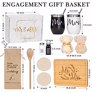 Wedding Gifts for Couple (11 Piece Set), Cool Engagement Gifts Baskets for Newlywed, Unique Mr and Mrs Gifts for Bride and Groom, Bridal Shower Gift for Bride To Be, His and Hers Gifts, Just Married