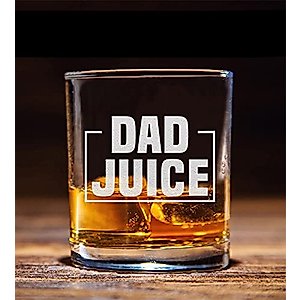 NeeNoNex Dad Juice Whiskey Glass - Funny Birthday Fathers Day Gift for Dad