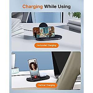LK Wireless Charging Station, 2 in 1 Wireless Charger for Apple Charging Pad for iPhone 14 Pro/14/13 Pro/13/12, Google Pixel 7 Pro, Samsung S23 Plus Ultra/S22/S21/S20, AirPods/Galaxy Buds(No Adapter)