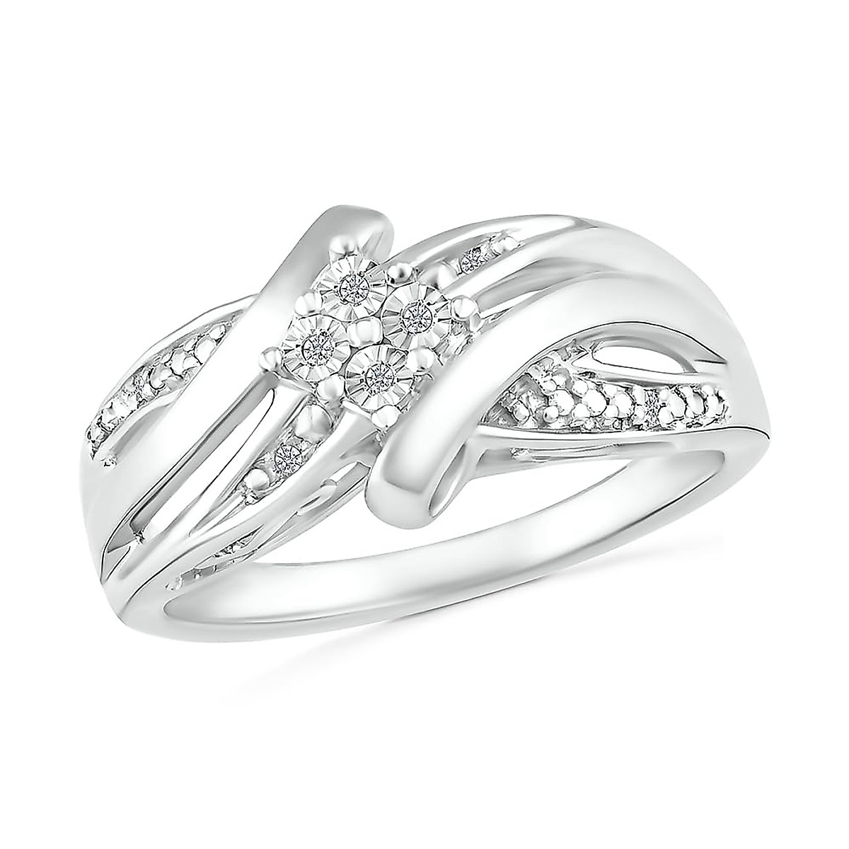 DGOLD luisa pavé Sterling Silver ring (0.03 cttw),size 6