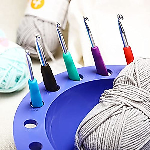 HOUSON Yarn Bowl Large Knitting Bowl Holder with Crochet Hooks Hole Holder,Knitting Flat Bottom Wool Balls Storage Organizer Yarn Storage Bowl for Women Crocheting Knitting Mother's Day Christmas Gift