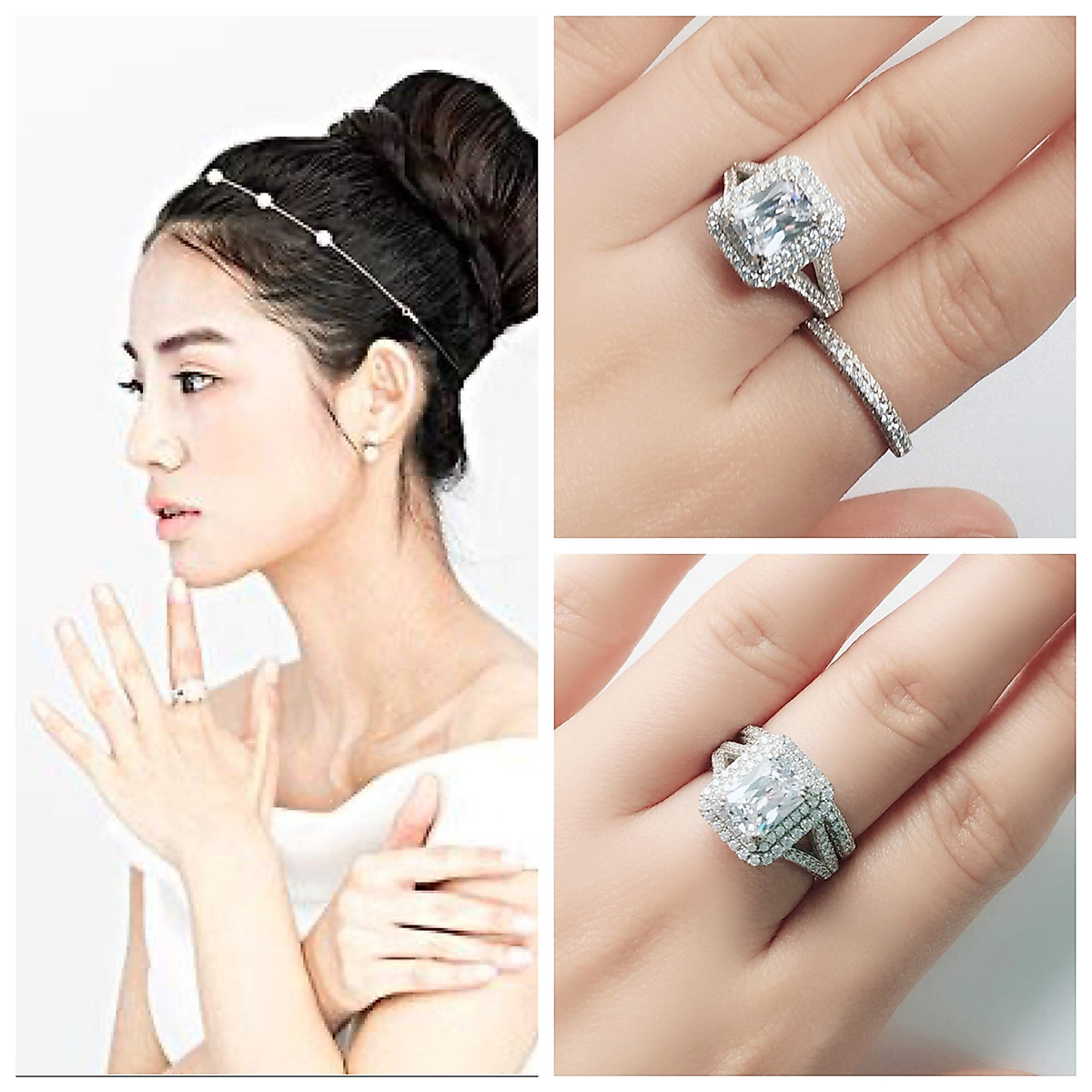 Mutian 1.75Ct Wedding Ring Engagement Ring Set, 14K Gold Plated 925 Sterling Silver Cubic Zirconia Infinite Anniversary Ring, Promise Rings for Her, Size 6-9