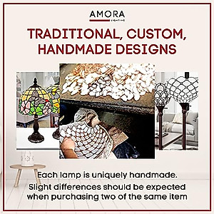 Amora Upright Tiffany Floor Lamp - 72” Pearl Stained Glass Floor Lamp