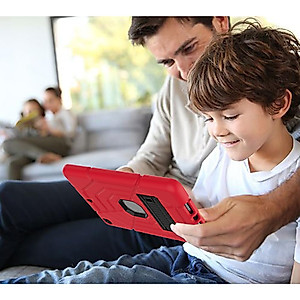 ZoneFoker for iPad 9th Generation Case, for 8th/7th Generation Case 10.2 inch 2021/2020/2019, Heavy Duty Strudy Shockproof 3-Layer Rugged Cover with Stand for Kids Boys (Red+Black)