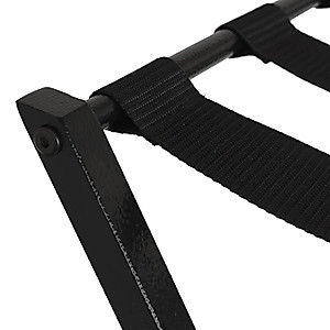 H-A Folding Luggage Rack Suitcase Stand with Storage Shelf for Guest Room Bedroom Hotel, Black (1 Pack)