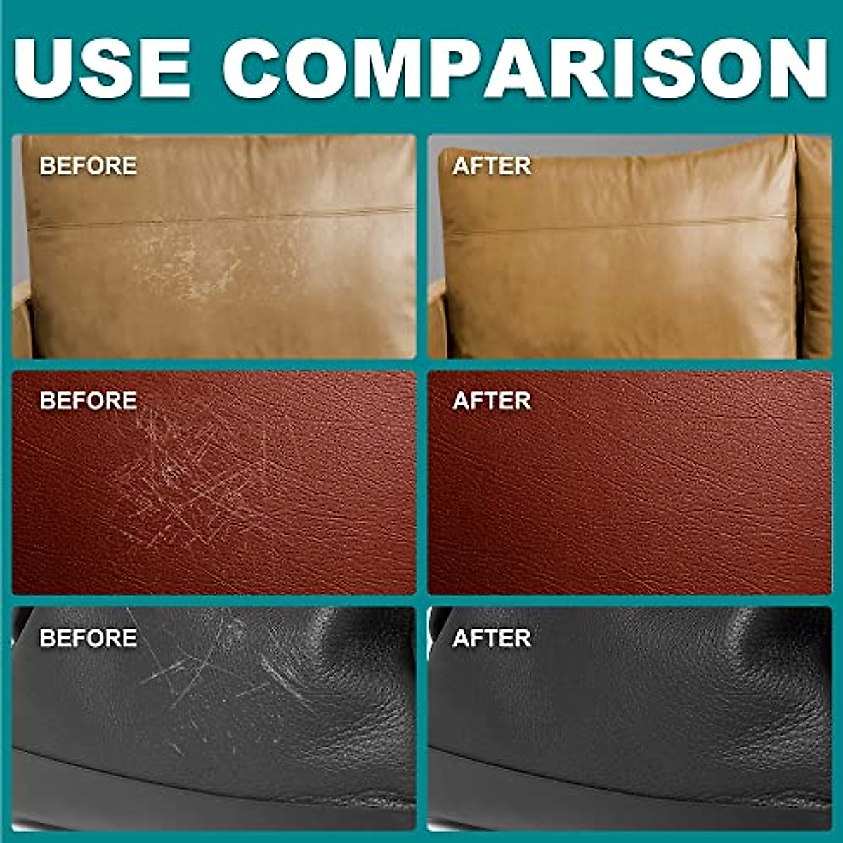 BONCART Leather Repair Kit for Sofa/Purse/Car Seat/Couch/Jacket/Furniture,Vinyl and Leather Repair Paste, Leather Filler, Leather Paint, Leather Scratch Repair,Provide Color Matching Guide