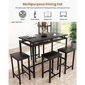 Recaceik 5 PCS Dining Table Set, Modern Kitchen Table and Chairs for 4, Wood Pub Bar Table Set Perfect for Breakfast Nook, Small Space Living Room